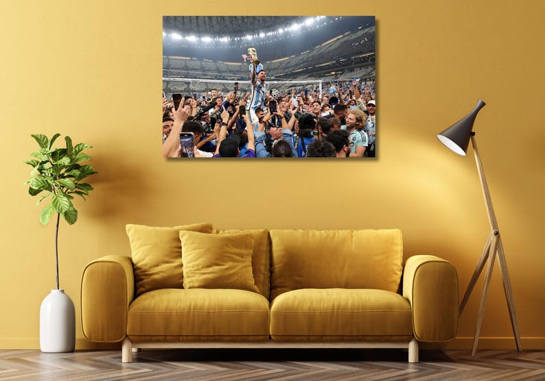Lionel Messi Argentina Champions Canvas Print, Fifa World Cup Art ...