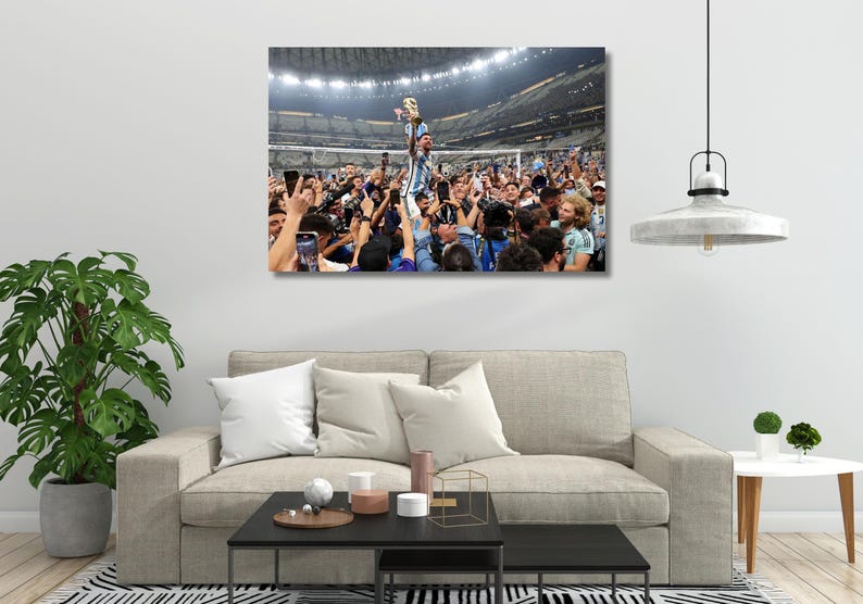 Lionel Messi Argentina Champions Canvas Print, Fifa World Cup Art ...