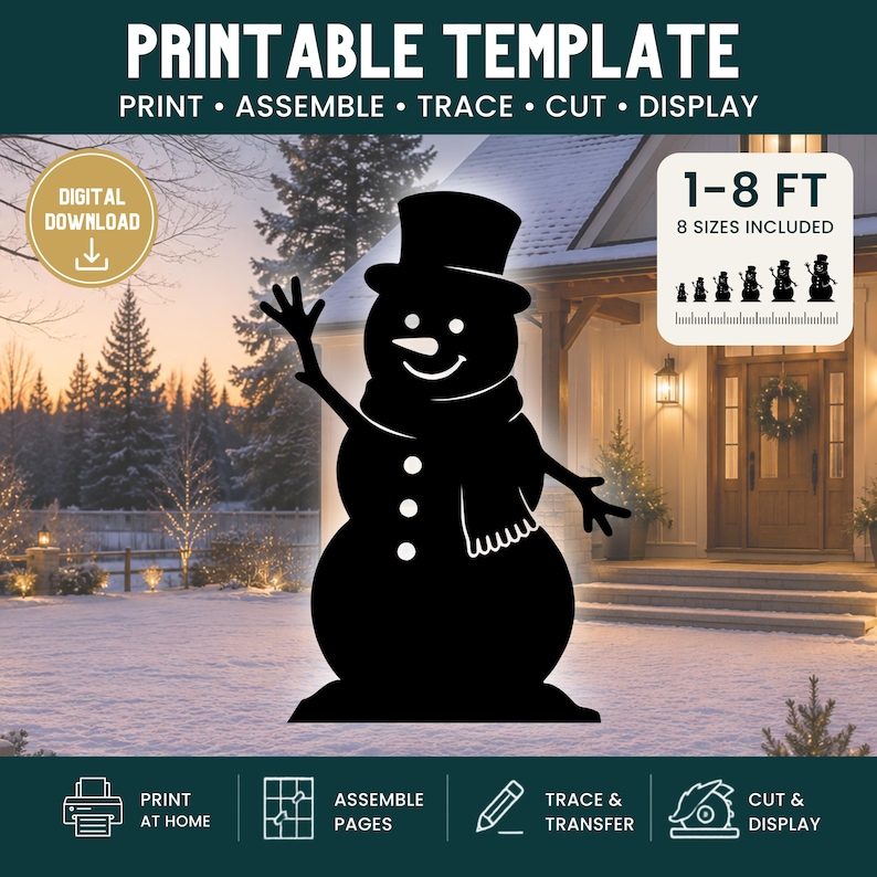 Waving Snowman Yard Art Template | Christmas Outdoor Decor | Printable ...