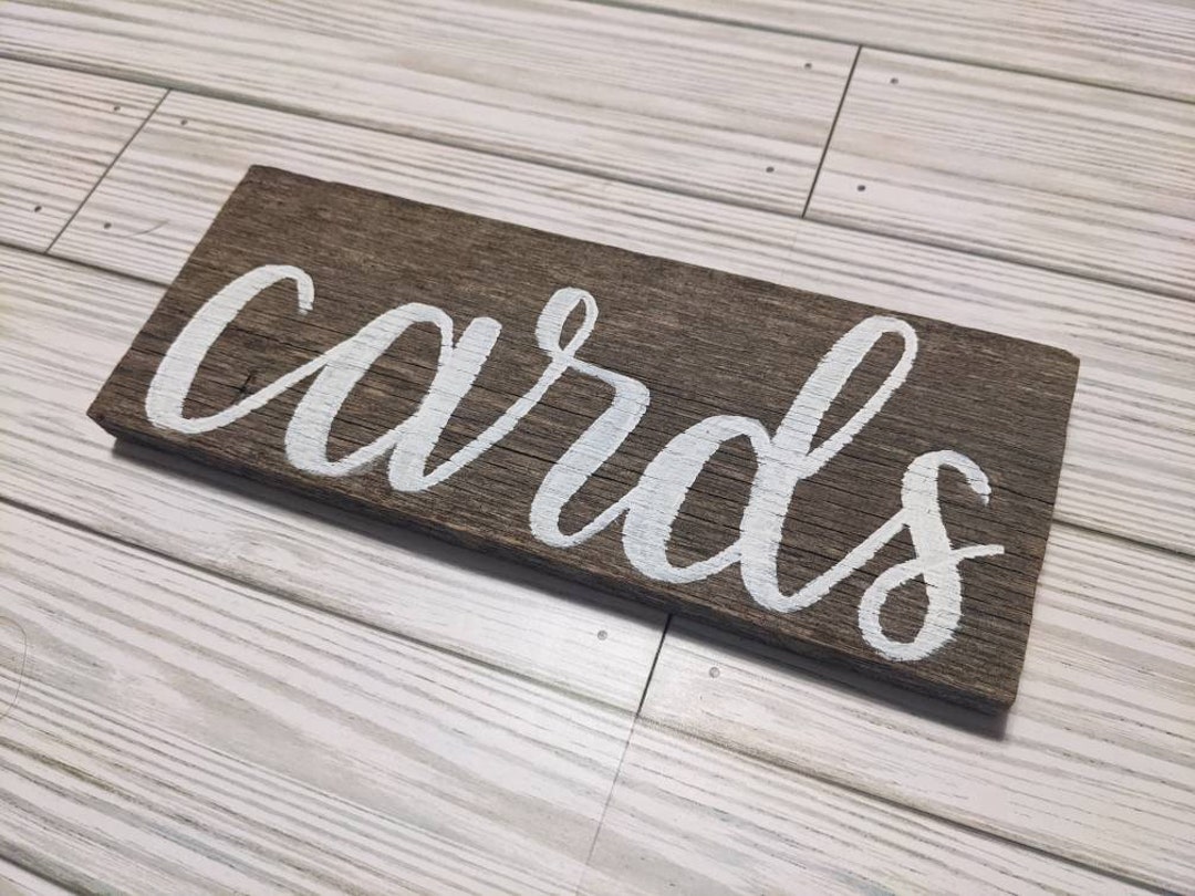 Reclaimed Wood Cards Sign Rustic Wedding Decor - Etsy
