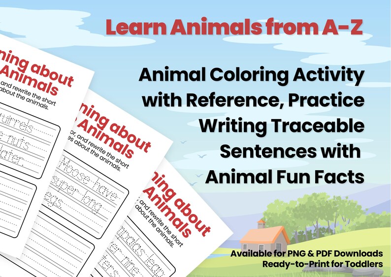 Animal Alphabet Tracing Book | Pre-k ABC Worksheets, Coloring, Writing ...