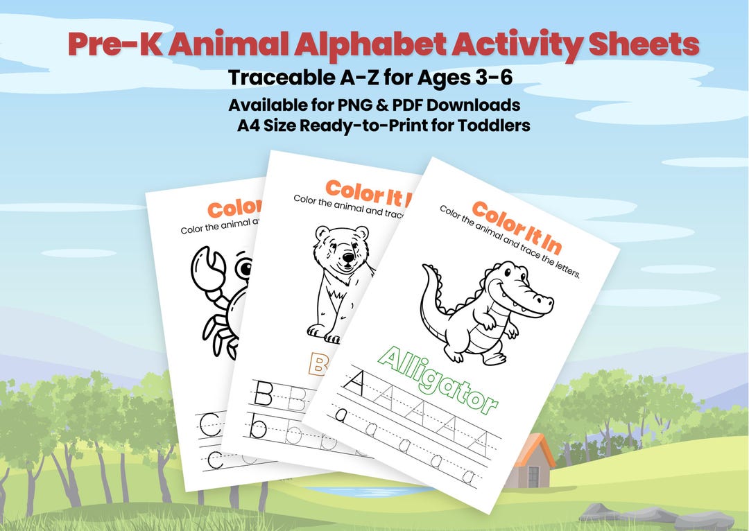 Animal Alphabet Tracing Worksheets | Pre-k Coloring & Letter Practice ...