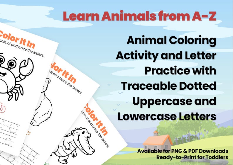 Animal Alphabet Tracing Book | Pre-k ABC Worksheets, Coloring, Writing ...