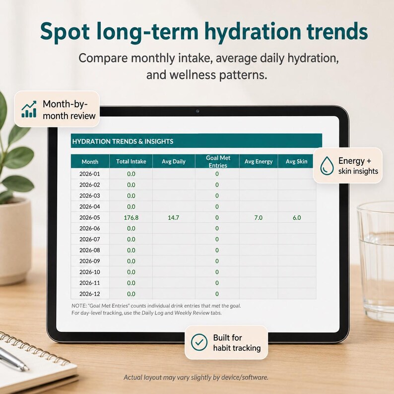 Water Intake Tracker Spreadsheet, Daily Hydration Log (excel Google ...