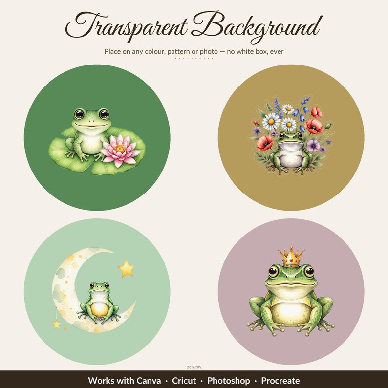 Watercolor Frog Clipart PNG Bundle, 50 Cute Kawaii Frogs, Cottagecore ...