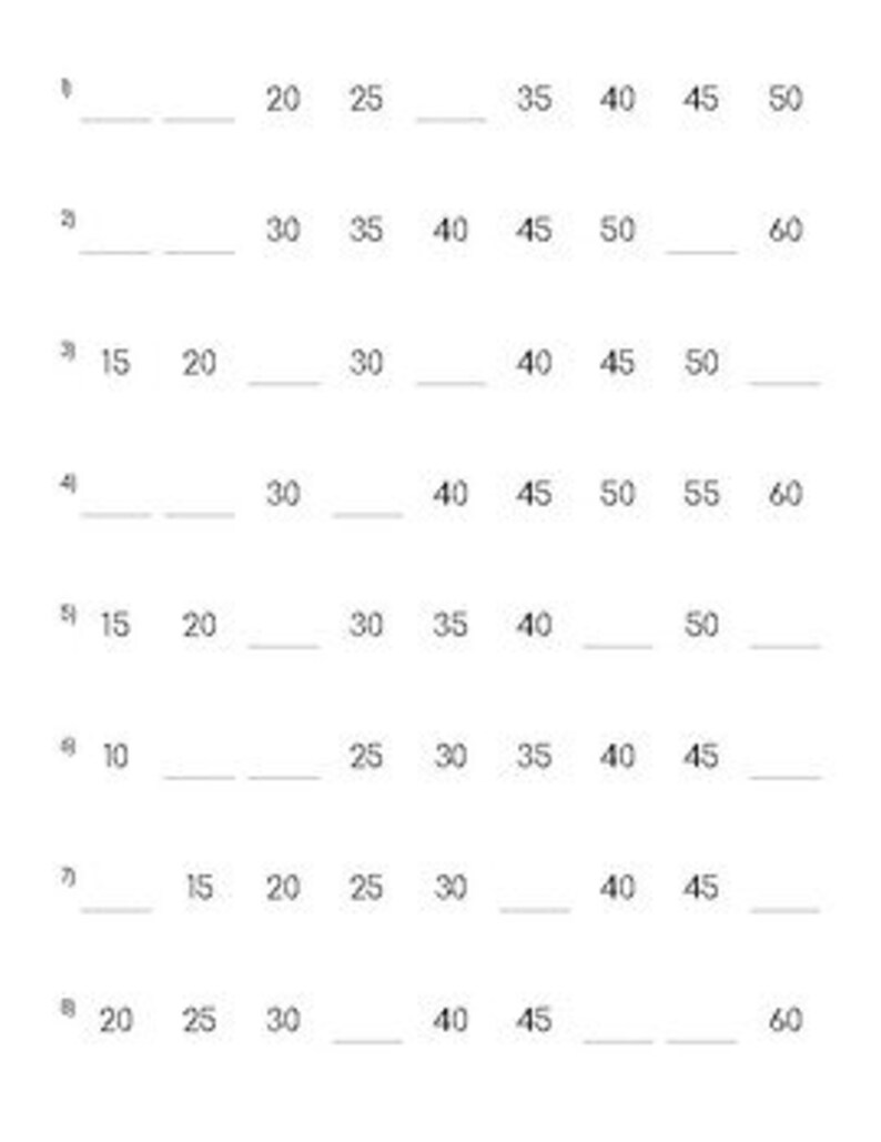 Common Core CCSS: 1.OA.C.5 Skip Counting by 5 Practice Sheets #ef28 - Etsy