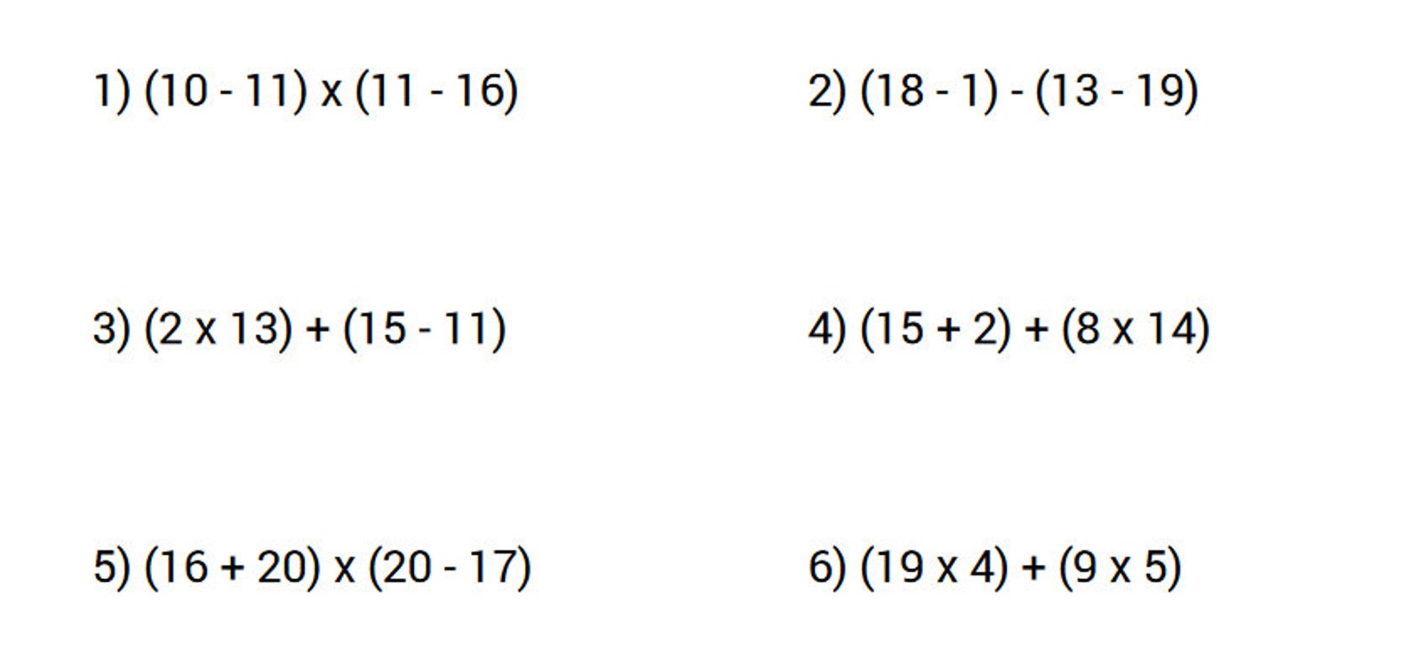 Common Core 5.OA.A.1 Order of Operations Worksheets F12 - Etsy
