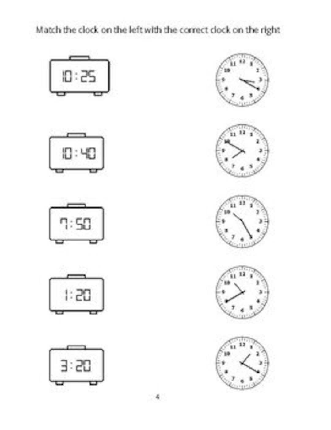 Common Core Digital & Analog Clock Matching Time Match Puzzle #ef15 - Etsy