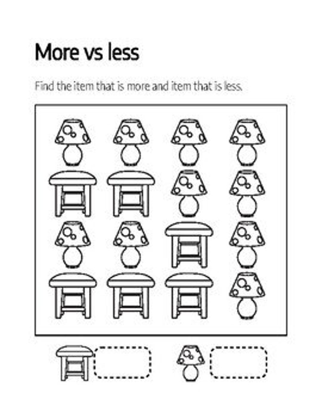 Common Core: CCSS1.NBT.A.1 Less Vs. More Worksheets #em2 - Etsy