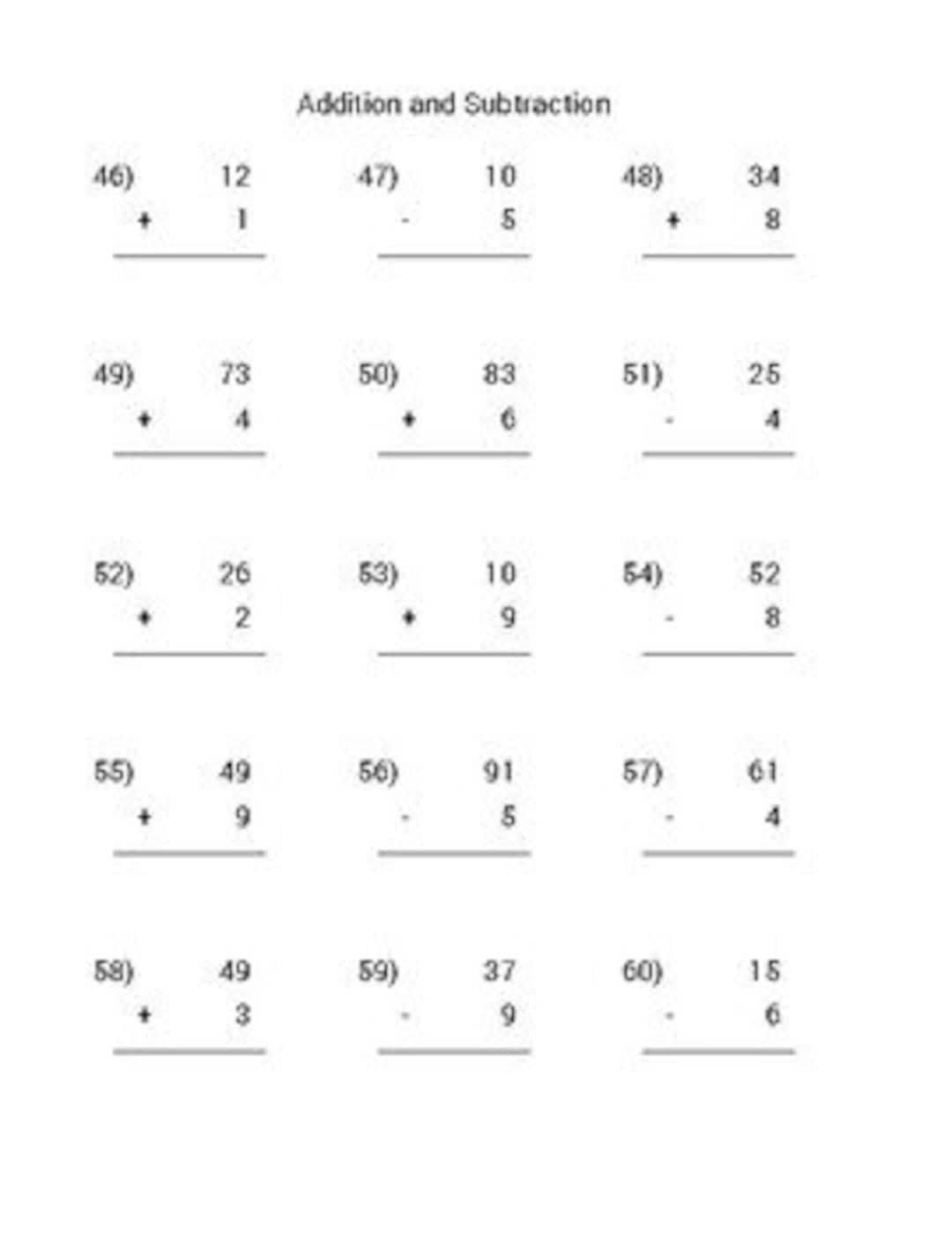 Common Core Addition and Subtraction Within 100 Math Worksheets #ef22 ...