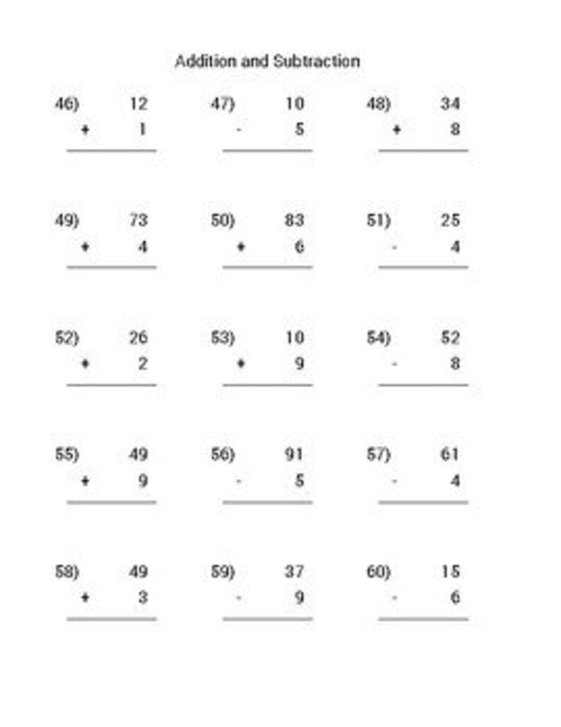 Common Core Addition and Subtraction Within 100 Math Worksheets #ef22 ...