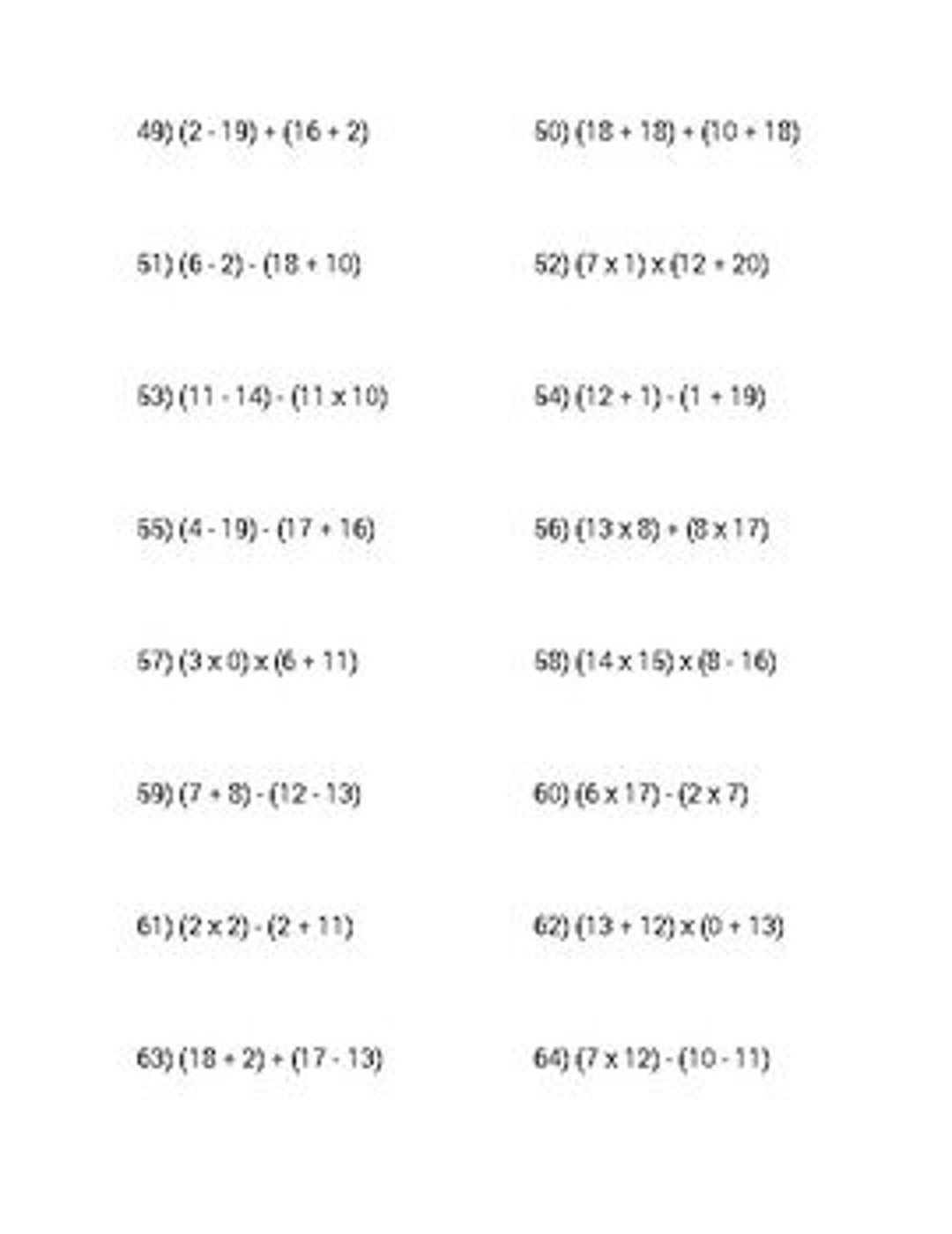 Common Core 5.OA.1 AND 5.OA.2: Order of Operations Drill #ef21 - Etsy ...
