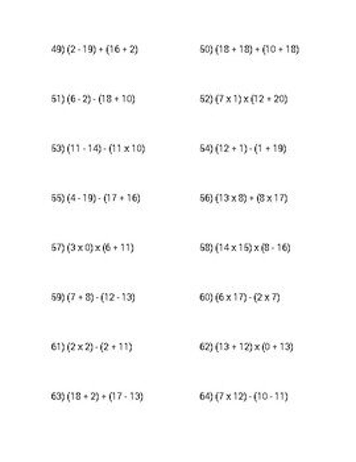 Common Core 5.OA.1 AND 5.OA.2: Order of Operations Drill #ef21 - Etsy ...