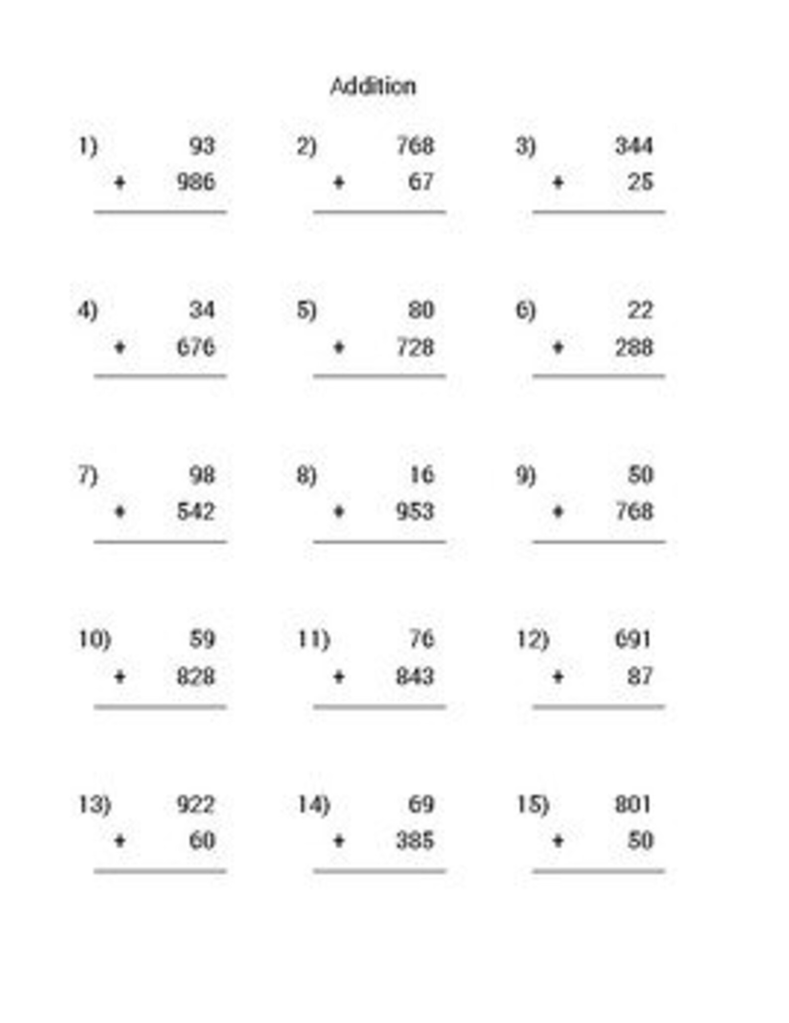 Common Core 2.NBT.B.5 2, 3 Digits Addition Worksheets#ef29 - Etsy