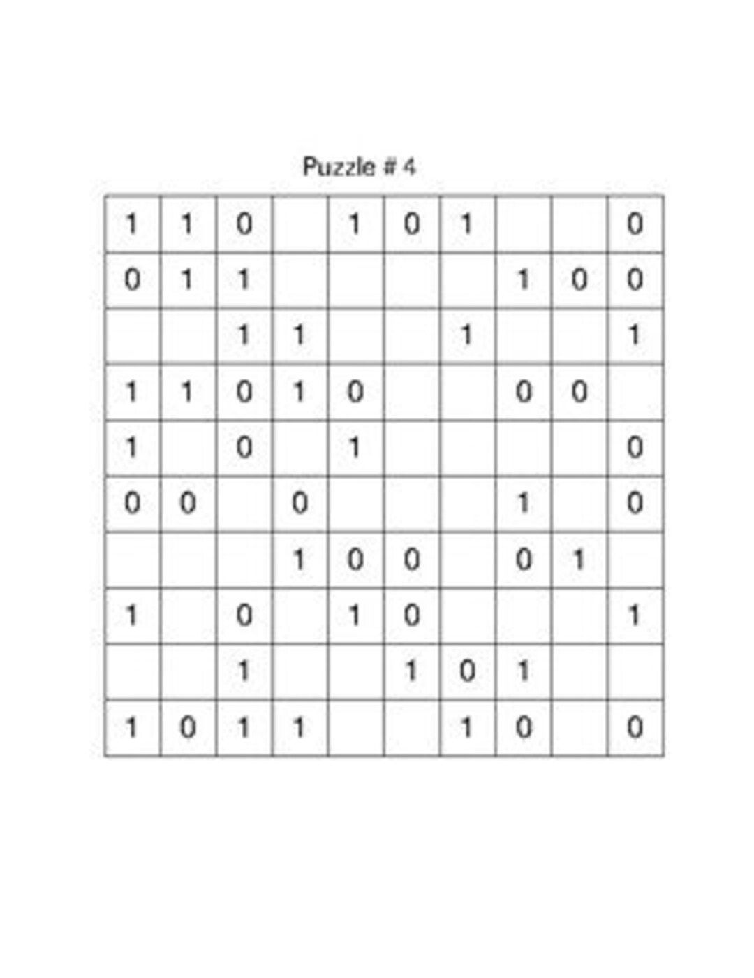 Common Core Binary Binari Binairo Takuzu Math Logic Puzzles #ef25 - Etsy