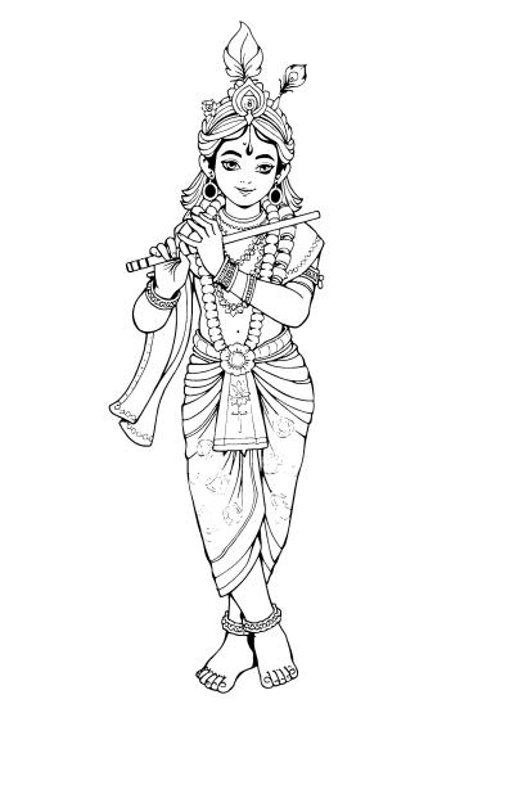Lord Krishna Madhubani Art Coloring Pages #ej30 - Etsy