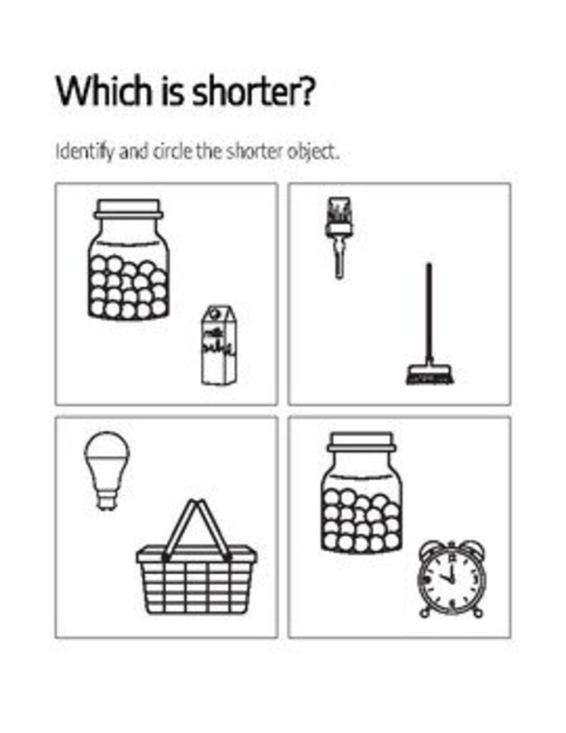 Common Core Grade 1 Length Worksheets: Which Object is Longer or ...