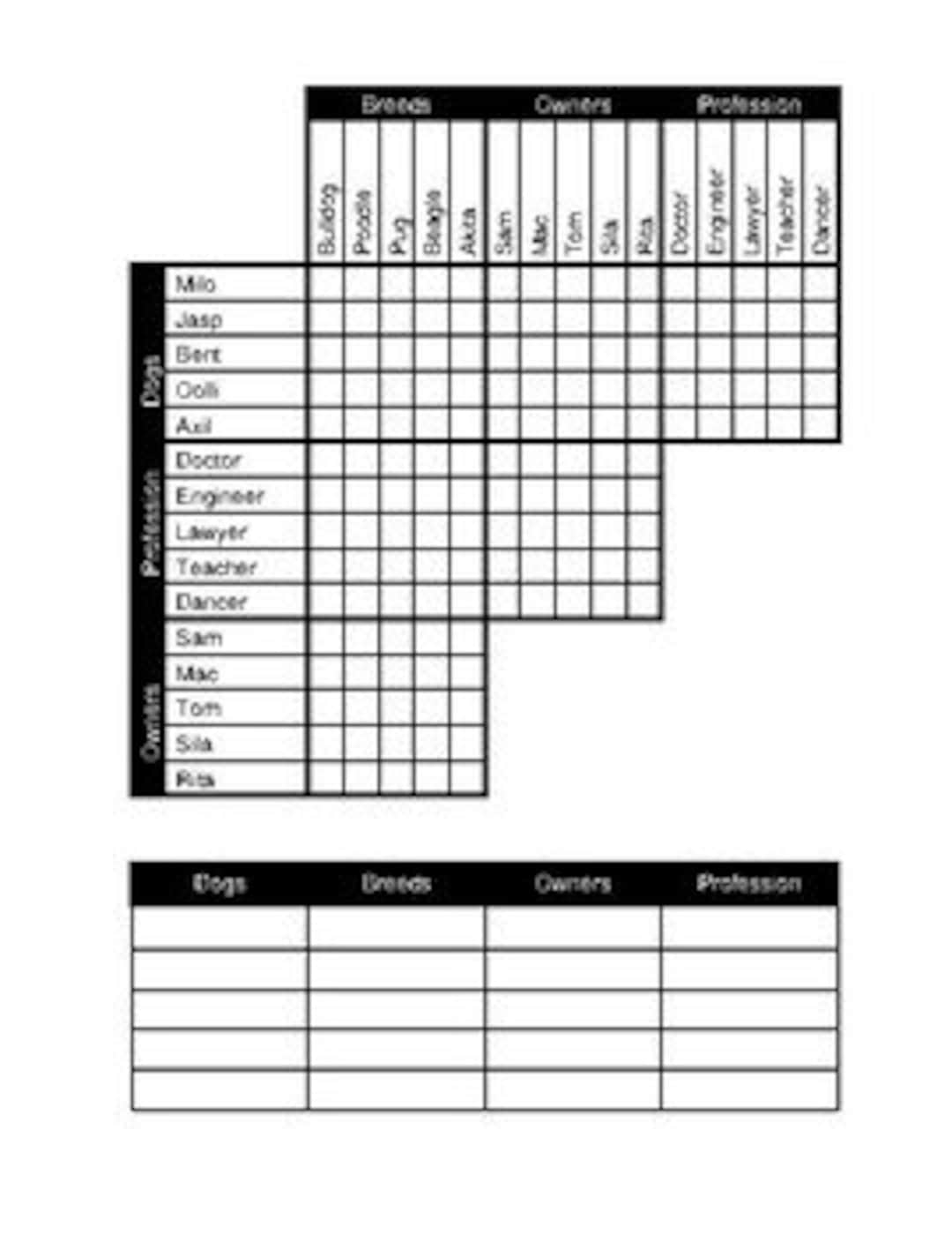 Common Core Logic Grid Puzzle #ef8 - Etsy