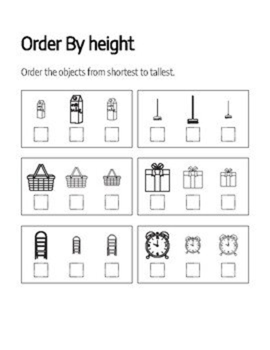 Common Core Order by Height Worksheets #ef17 - Etsy