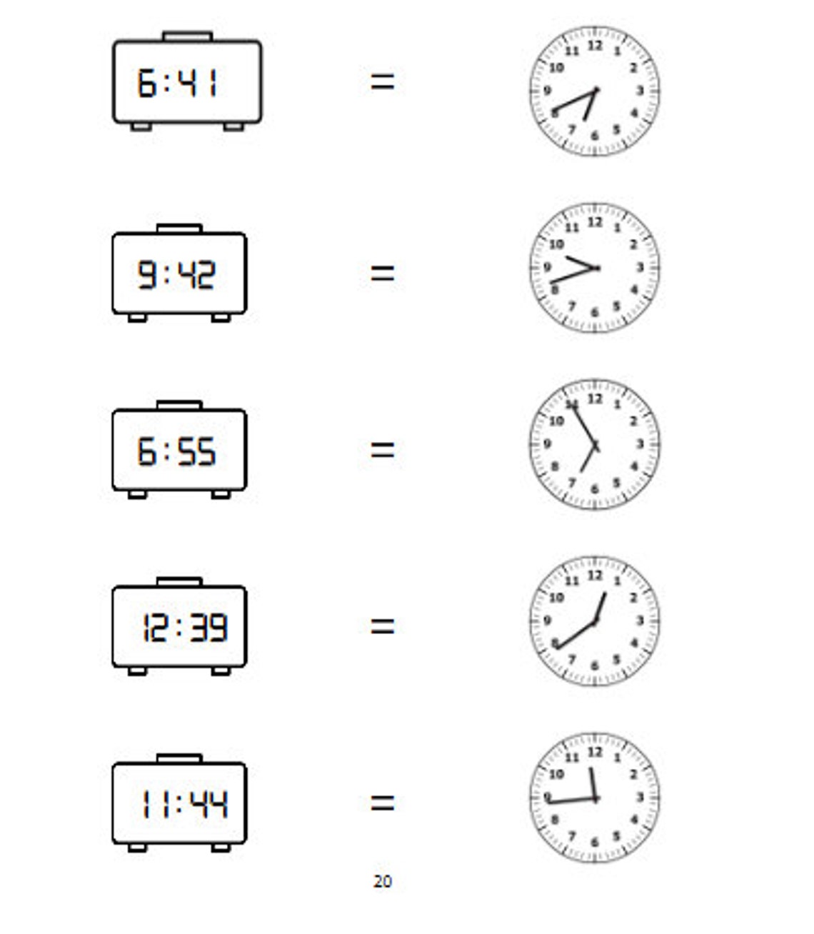 Common Core Telling Time Matching worksheets #1 - Etsy