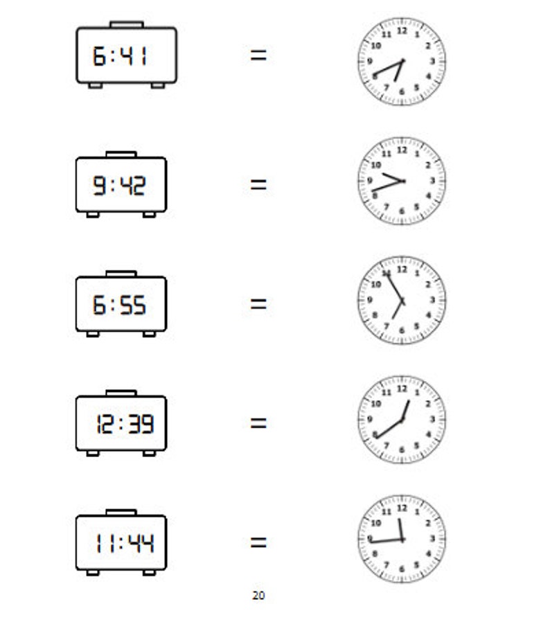 Common Core Telling Time Matching worksheets #1 - Etsy