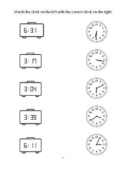 Common Core 2.MD.C.7 Telling Time: Digital and Analog Clocks Matching # ...