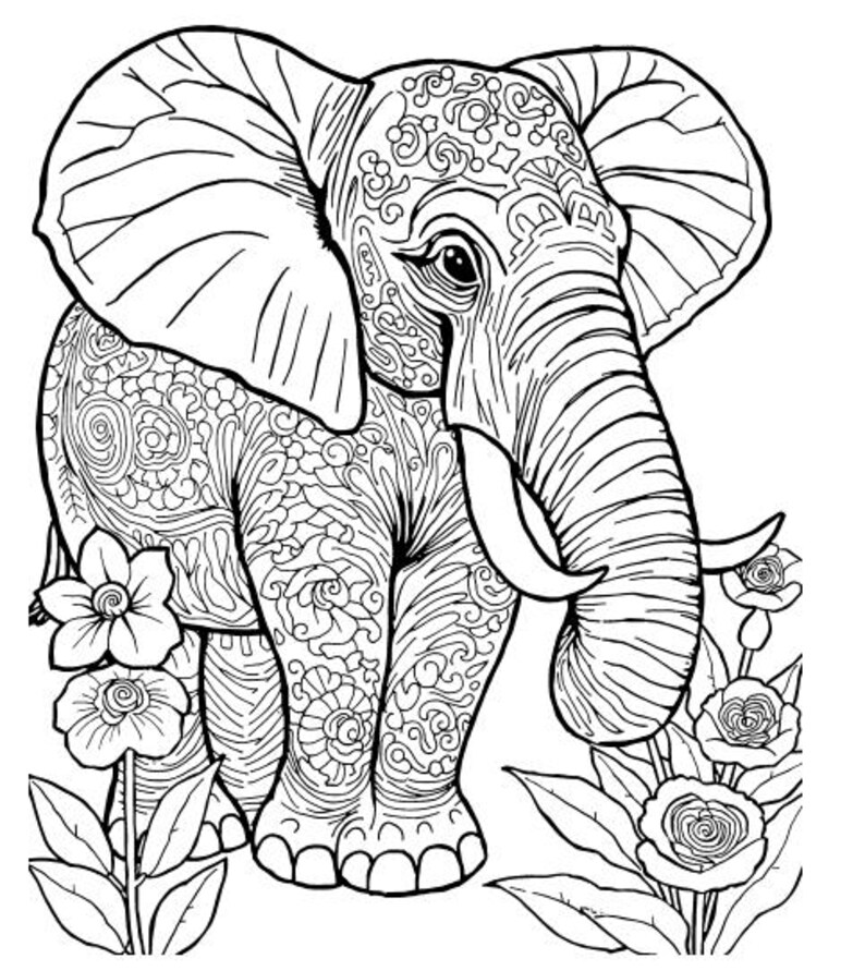 Airavat Hathi Elephant Madhubani Elephant Art Coloring Pages #je30 - Etsy