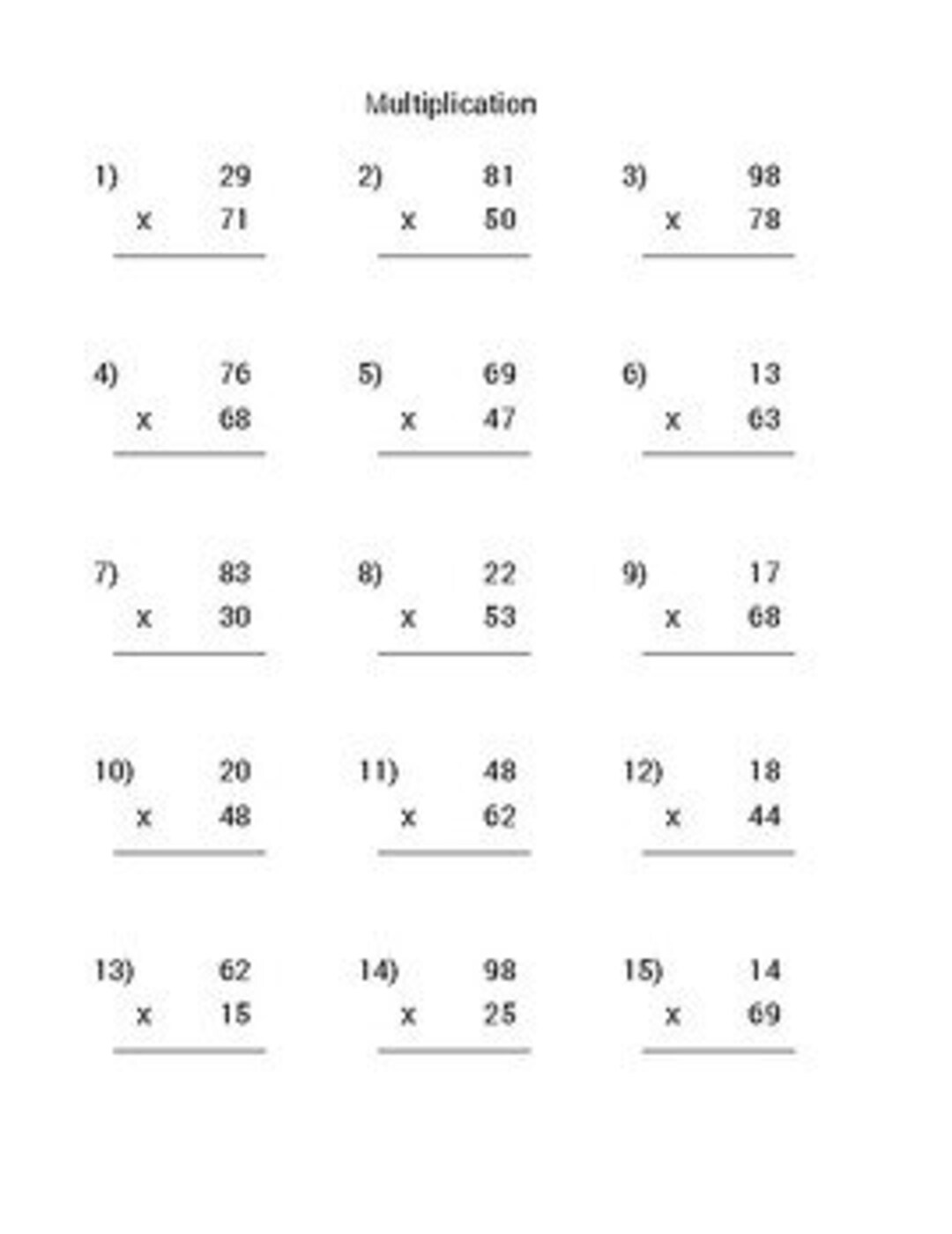 Common Core CCSS 4.NBT.5 Double Digit Multiplication Worksheets #ef29 ...