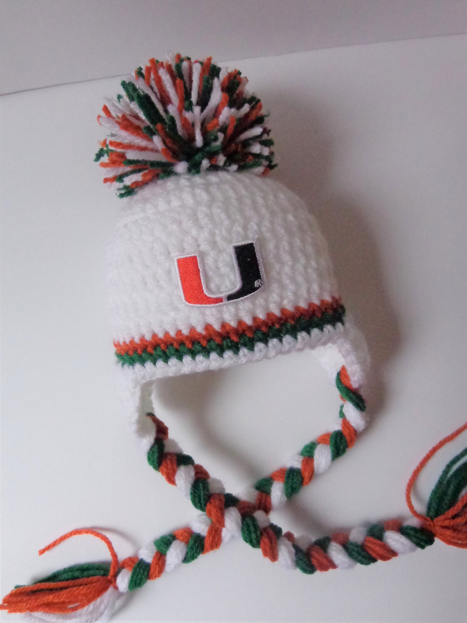 Newborn Crochet Miami Hurricanes Hat Knit Hat Photo Prop Baby Boy Baby ...