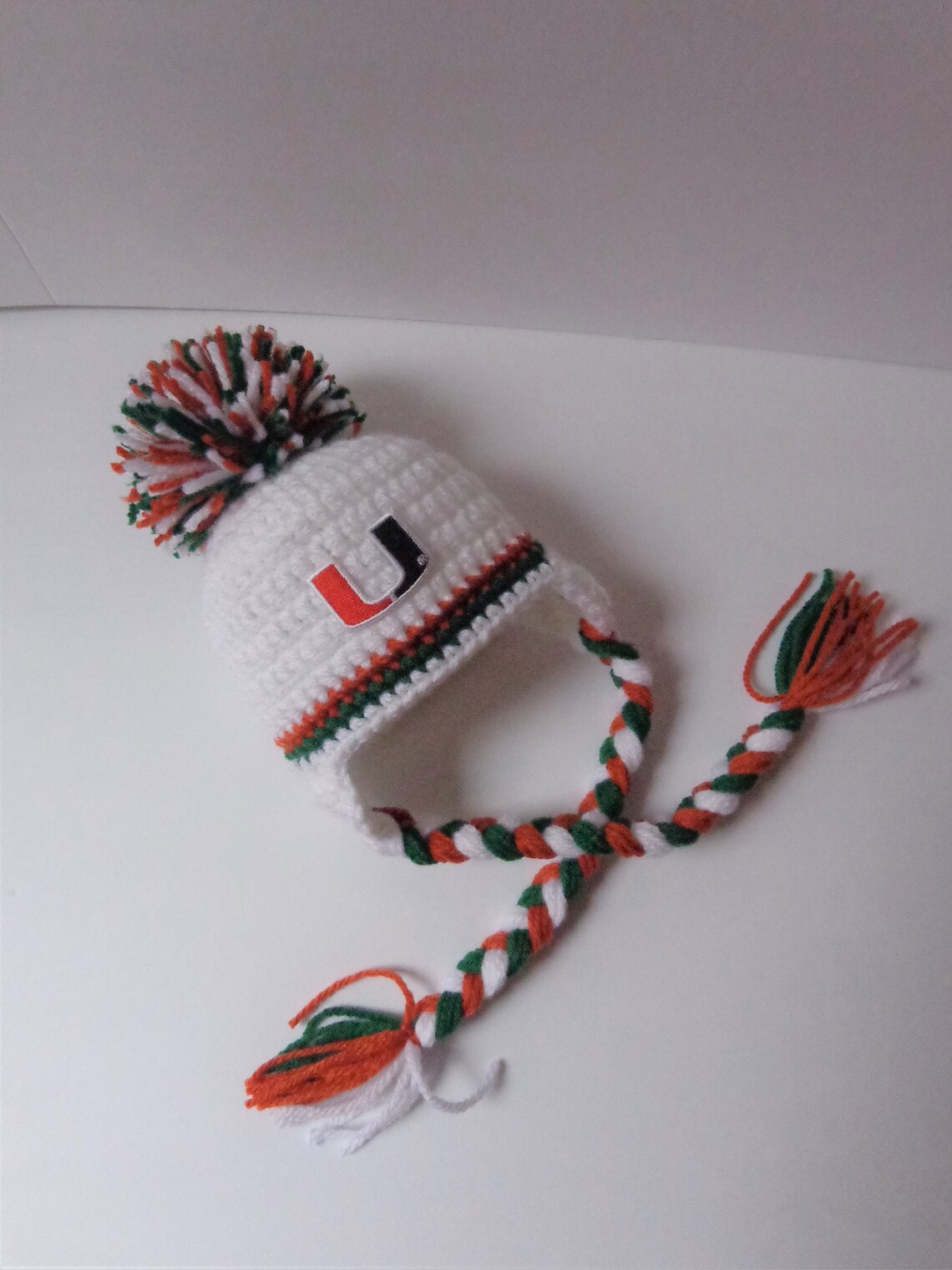 Newborn Crochet Miami Hurricanes Hat Knit Hat Photo Prop Baby Boy Baby ...