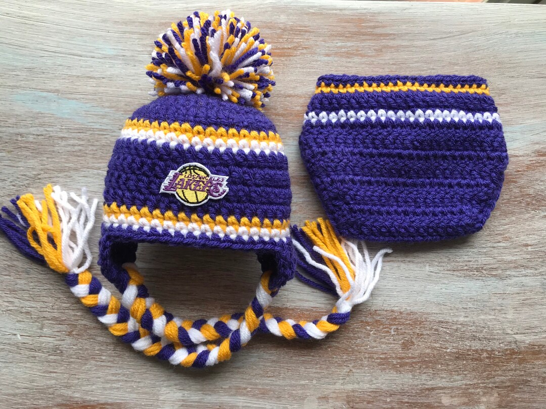Crochet Newborn LA Lakers Basketball Hat and Diaper Cover Photo Prop ...