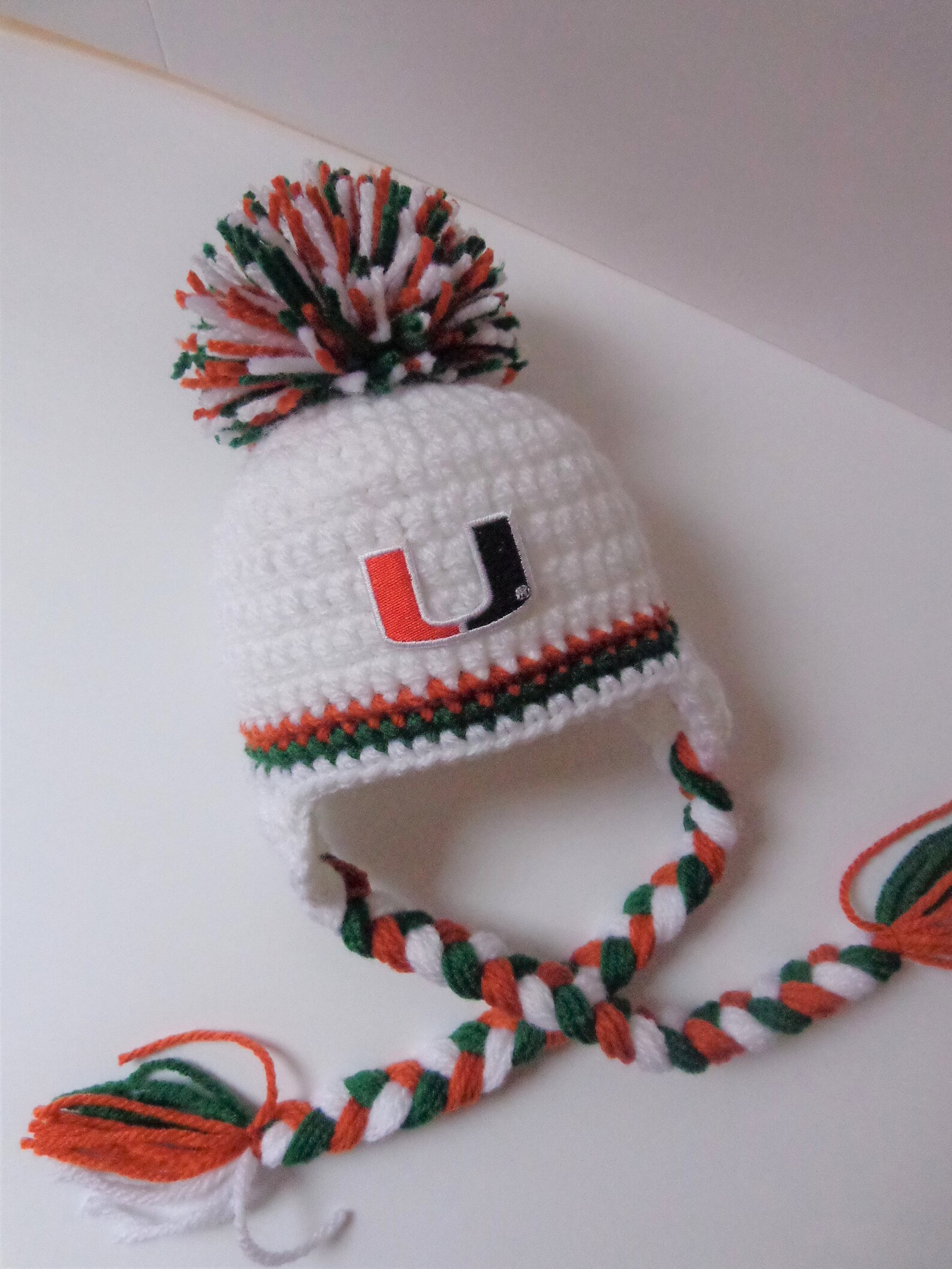 Newborn Crochet Miami Hurricanes Hat Knit Hat Photo Prop Baby Boy Baby ...