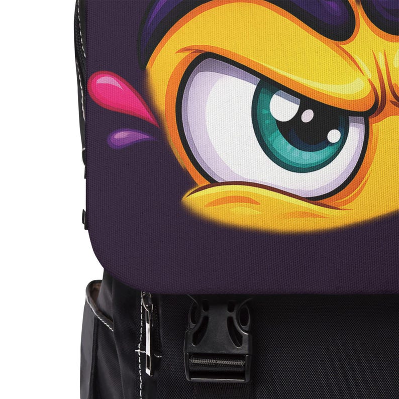 Angry Emoji Face Backpack | Cartoon Expression School Bag, Funky Youth ...