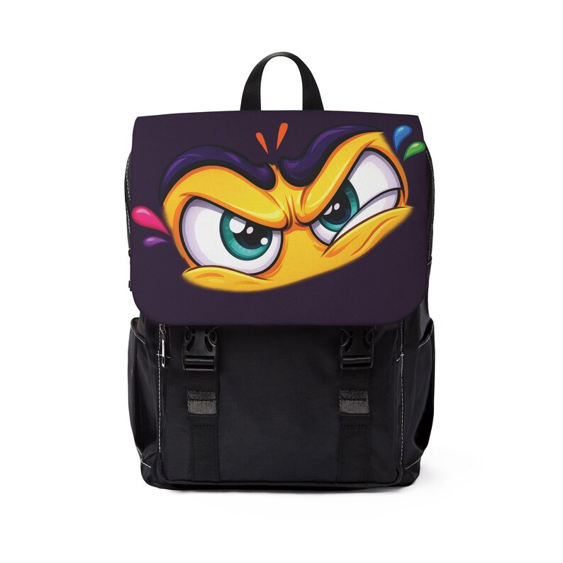 Angry Emoji Face Backpack | Cartoon Expression School Bag, Funky Youth ...