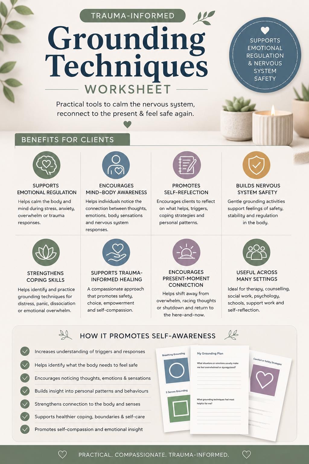 Grounding Techniques Worksheet | Trauma-informed Coping Skills ...
