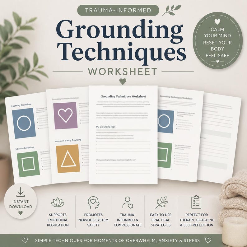 Grounding Techniques Worksheet | Trauma-informed Coping Skills ...