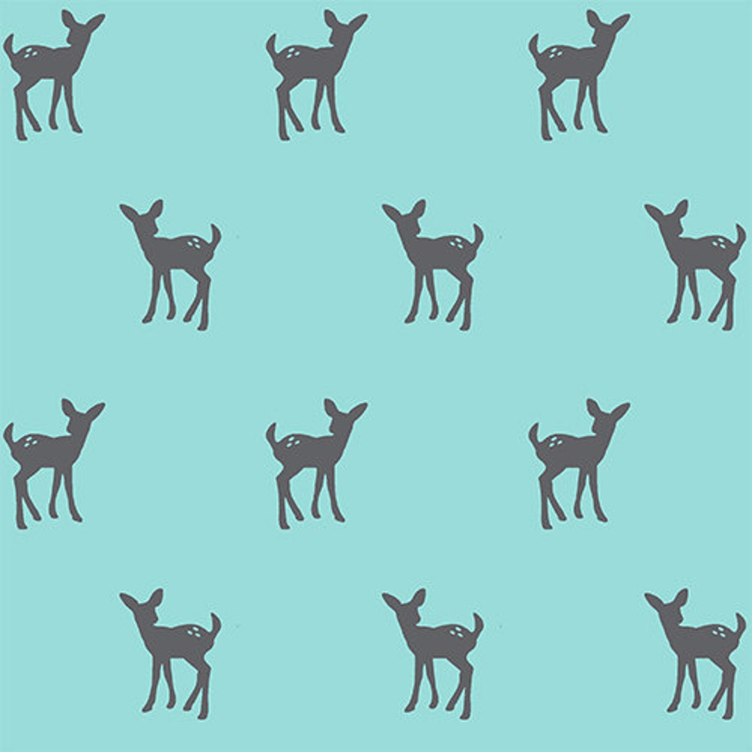 Gray Fawn in Aqua KNIT by the Bolt Fabric, Modern Reflection Collection ...