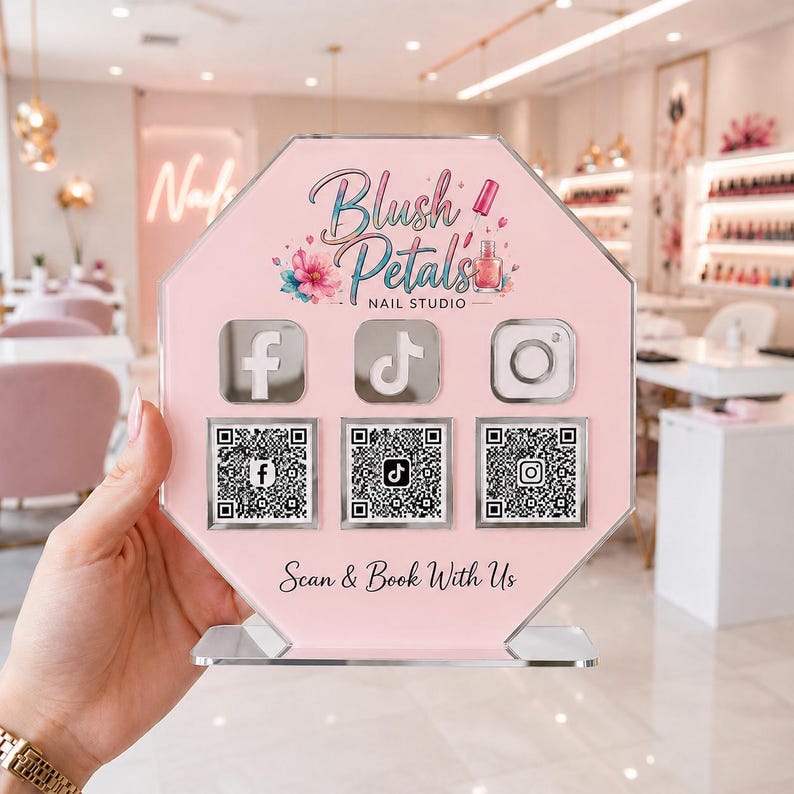 Custom Multi QR Code Sign: Payment & Social Media | Salon Beauty ...