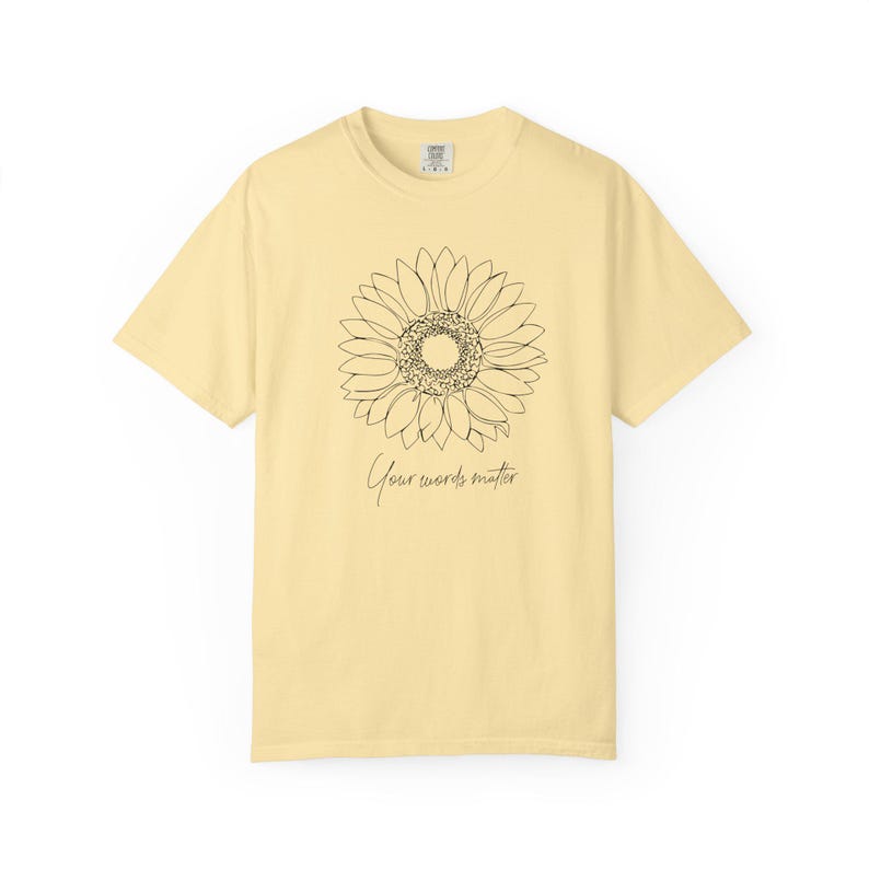Sunflower Line Art T-shirt | Inspirational Floral Tee, Comfort Colors ...