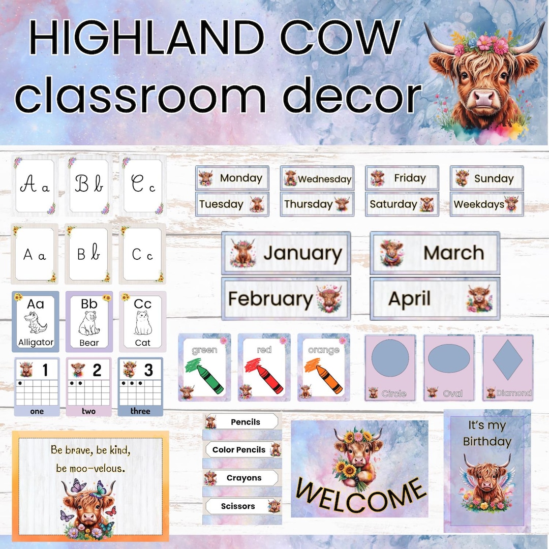 Highland Cow Classroom Posters & Labels | Printable Classroom Decor ...