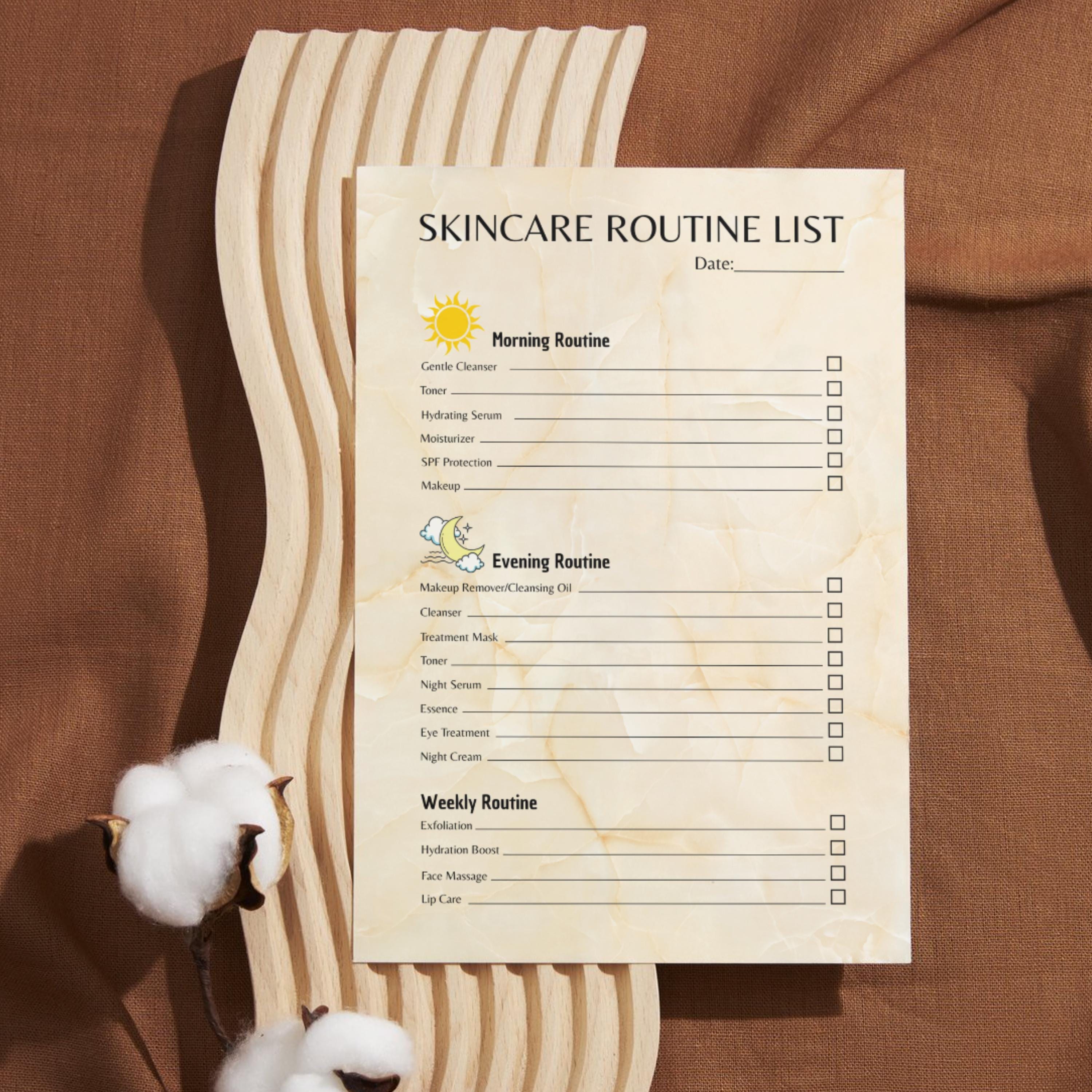 Skincare Routine List Printable PDF PNG | Daily Skincare Planner ...