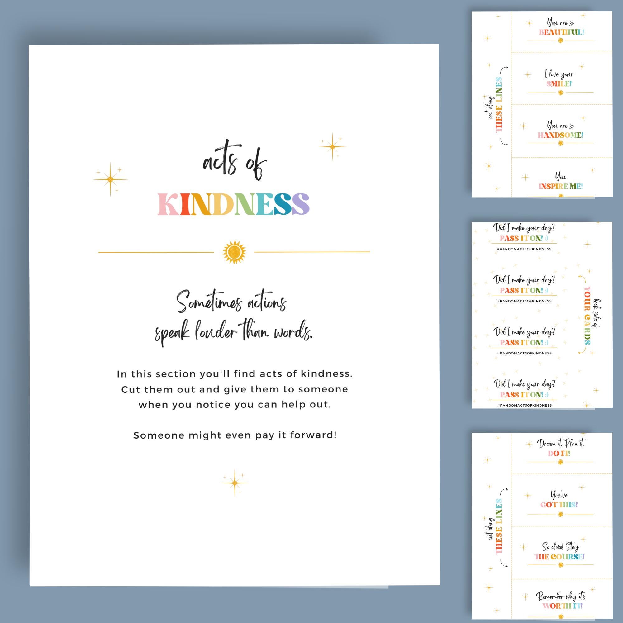 120 Random Acts of Kindness Activity Cut Out Printable Cards - Etsy