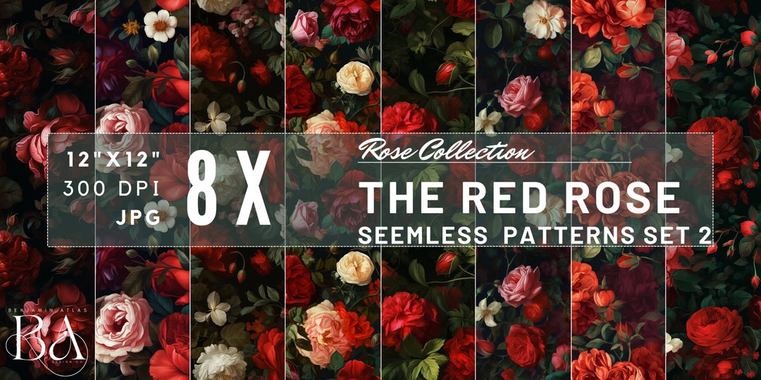 Benjamin Atlas Design | Seemless Patterns | Red Roses Set 2 | Digital ...