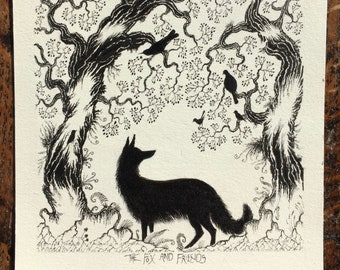 Pen and Ink Fox - Etsy
