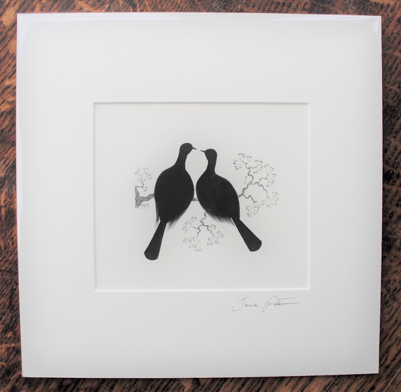 Signed Bird Miniature Art and Small Original Ink Illustration and Bird ...