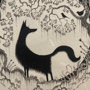 Fox Moon Drawing of Fox Animal Silhouette Art Beautiful Wall Decor and ...
