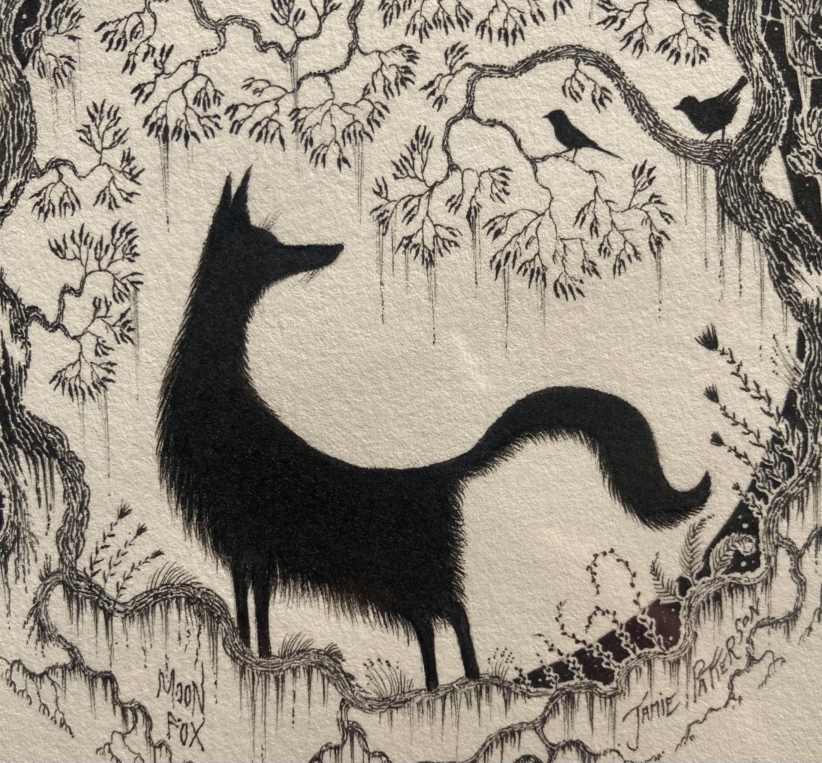 Fox Moon Silhouette Art, Woodland Animal Illustration - Etsy