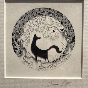 Fox Moon Drawing of Fox Animal Silhouette Art Beautiful Wall Decor and ...