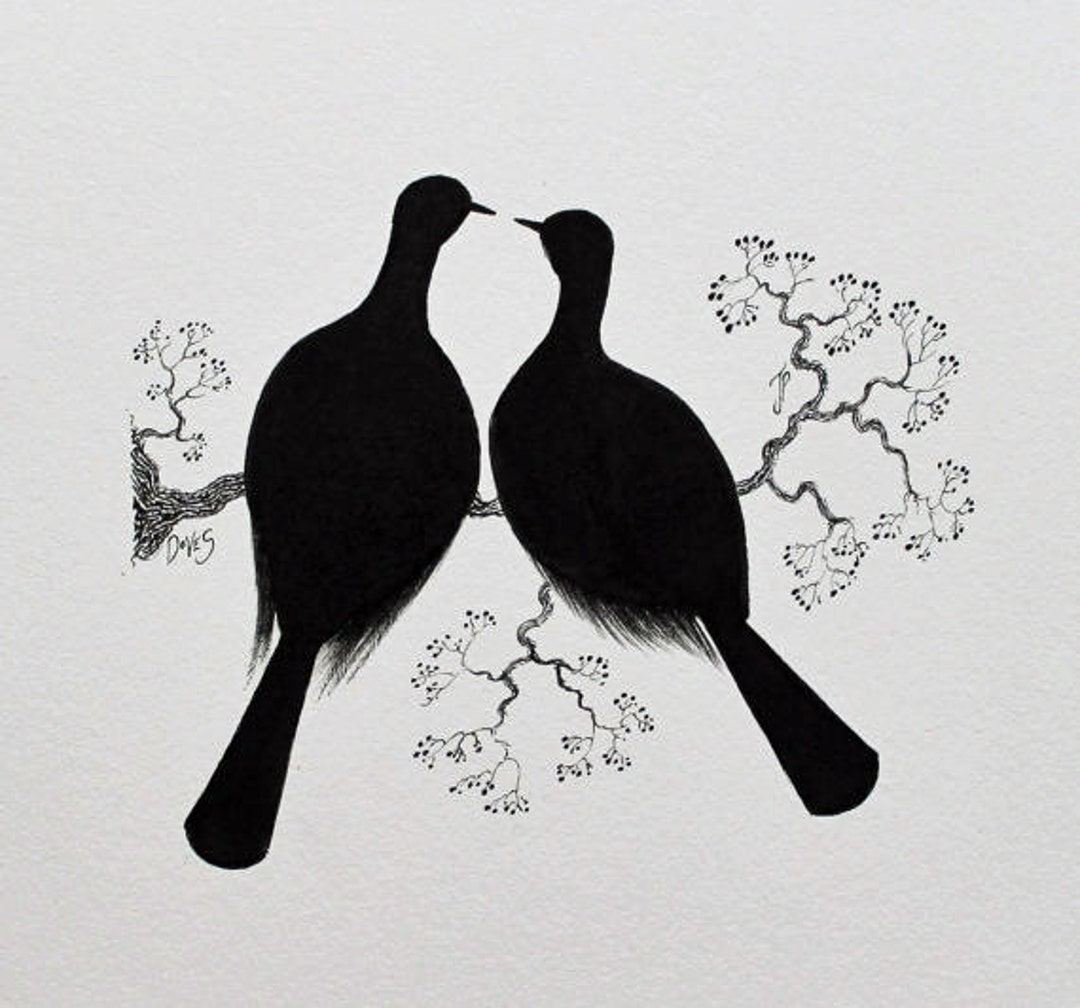 Signed Bird Miniature Art and Small Original Ink Illustration and Bird ...