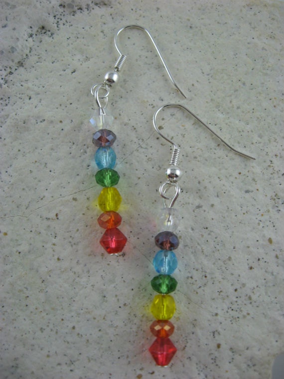 Items Similar To Rainbow Crystal Dangle Earrings On Etsy